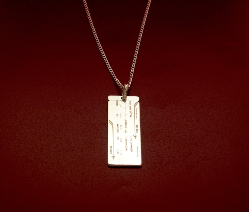 Boarding Pass Necklace Personalized Silver Pendant Gift for Long ...