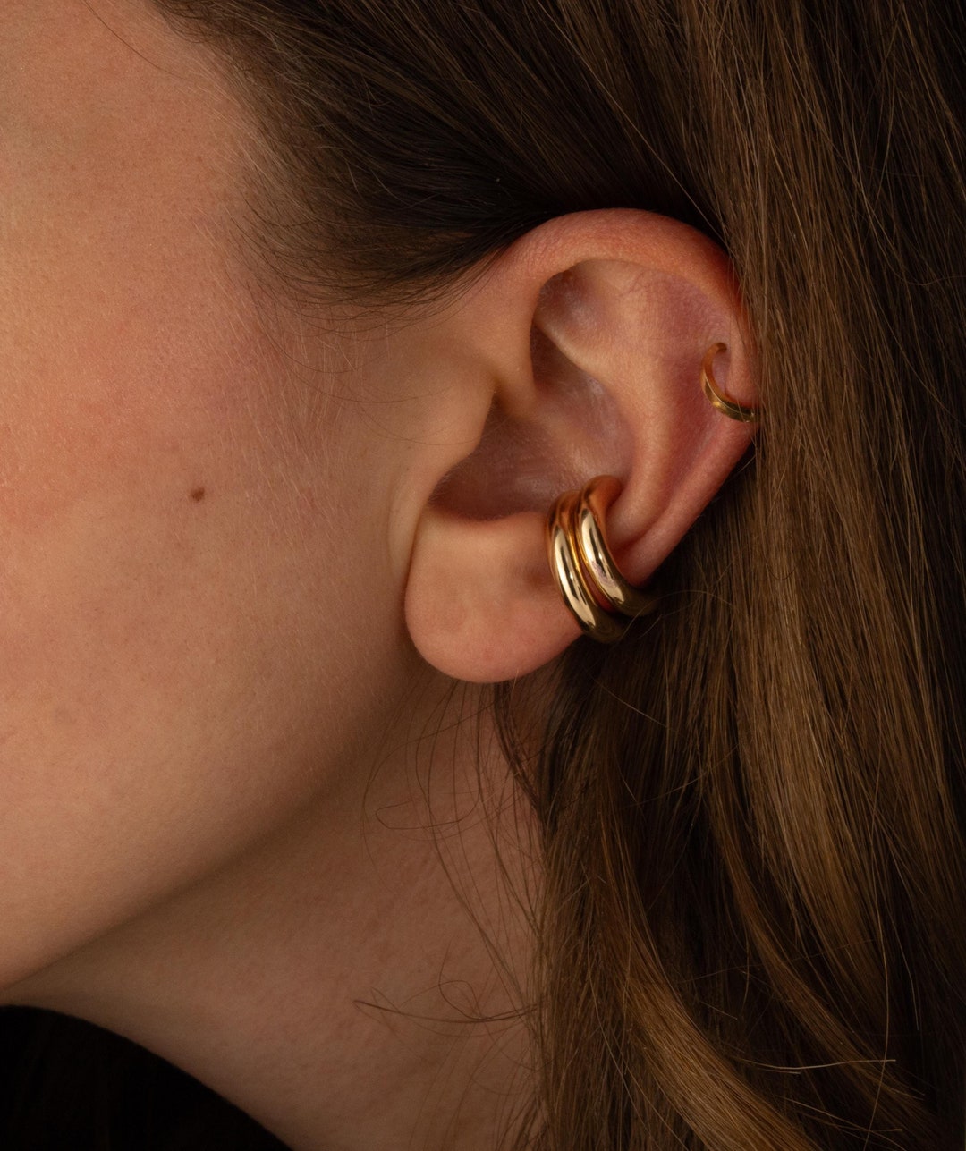 Ear Cuff Thick Gold Ear Cuffs Trendy Earrings Stacking Gold Earring Stackable Birthday Gift No ...