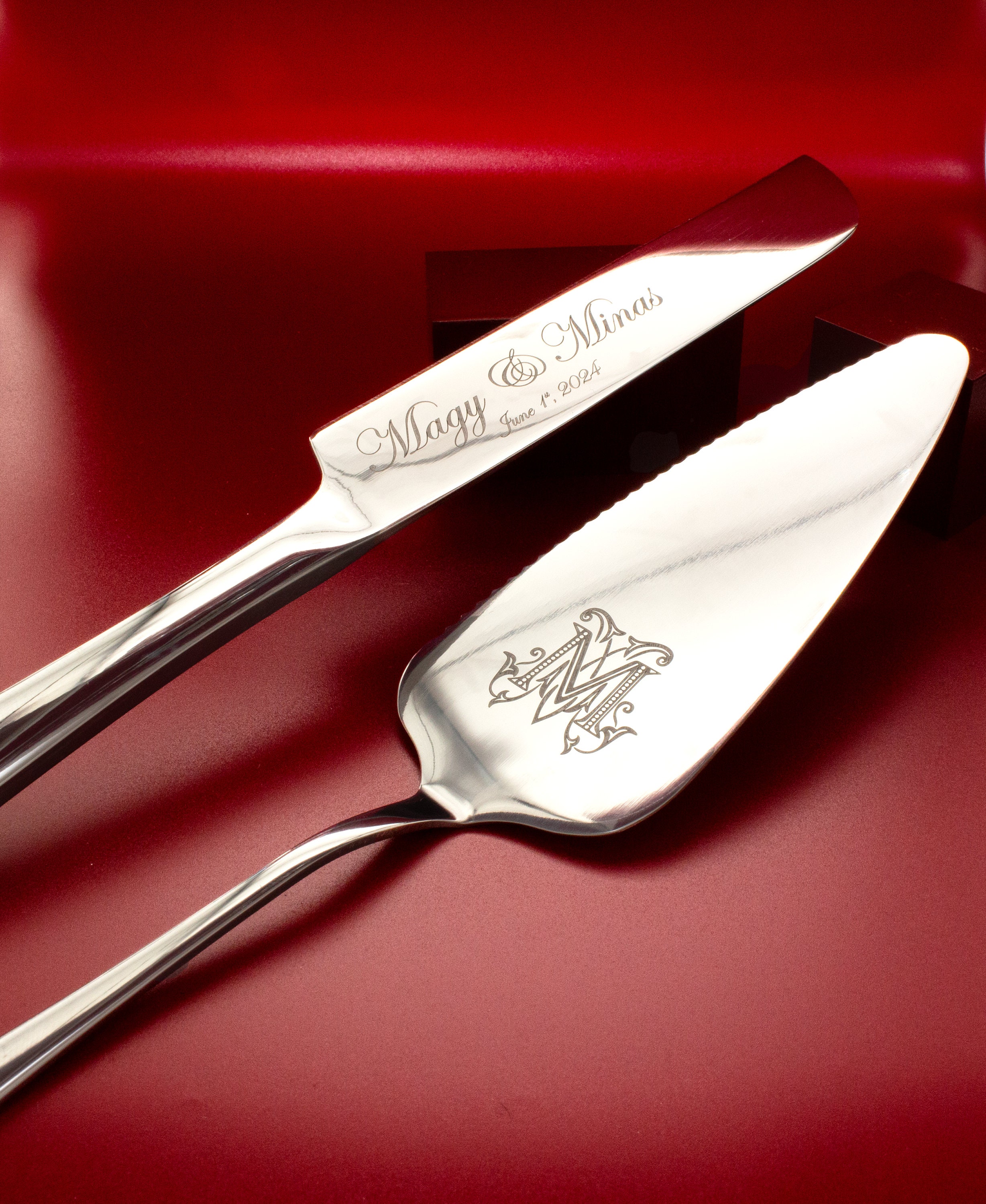Wedding Cake Knife Set Personalized Monogram Knife Wedding Engraved ...