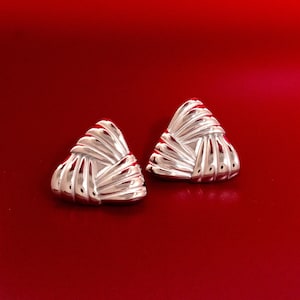 Chunky Silver Earring Set Stack Earring Set Silver Stacking Earring ...