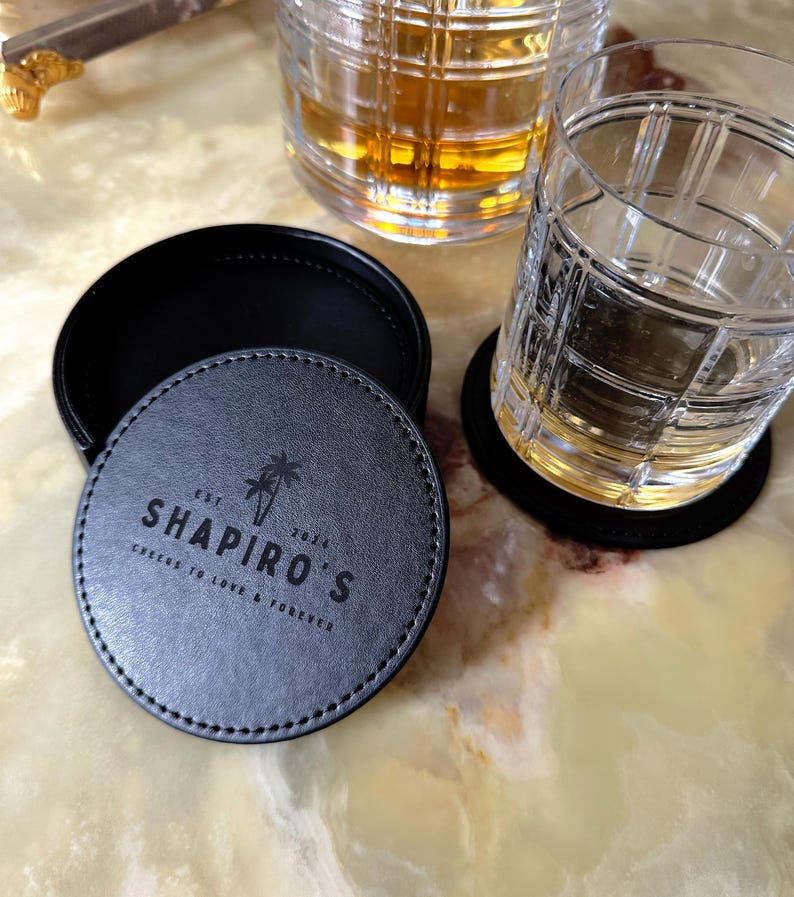 Custom Engraved Coaster Set Corporate Promotional Items Corporate Swag ...