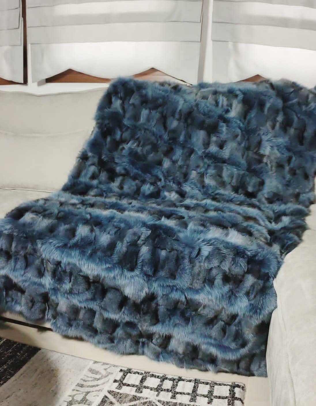 Luxury Real Ocean Blue Fox Fur Throw Blanket - Etsy