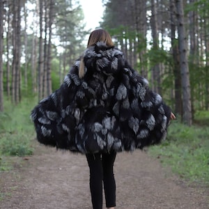 Long Silver Fox Real Fur Cape - Etsy