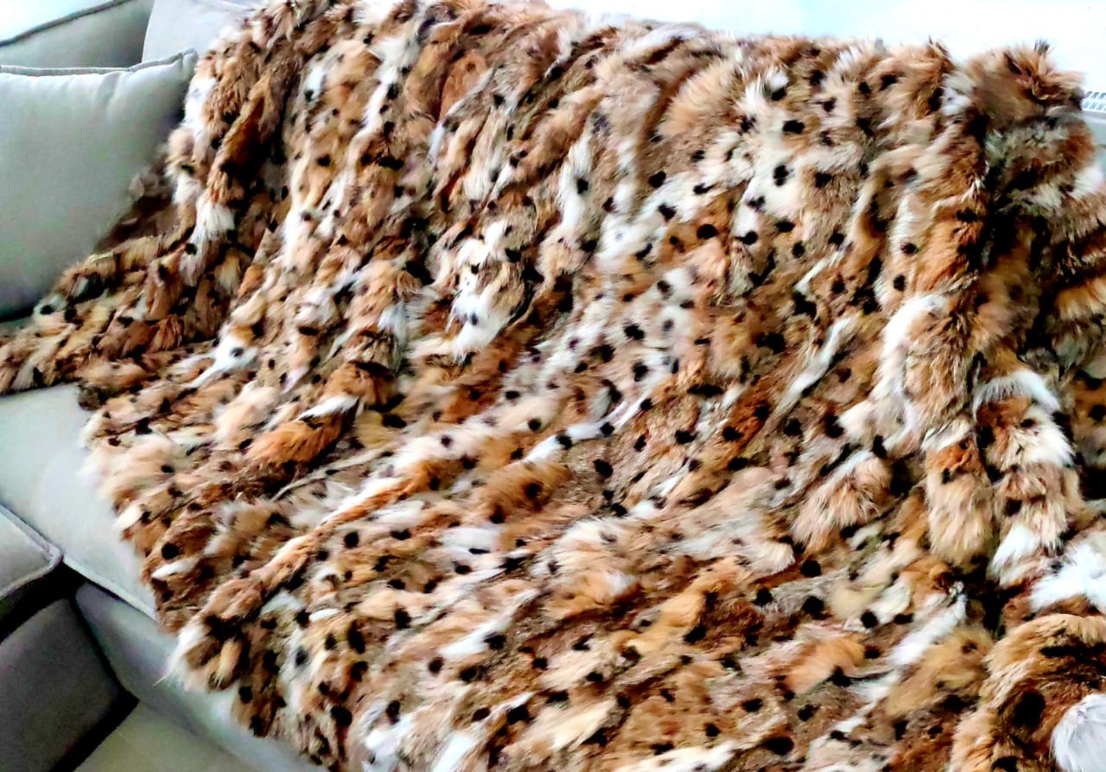 Luxury Real Spotted Fox Fur Throw Blanket | Etsy