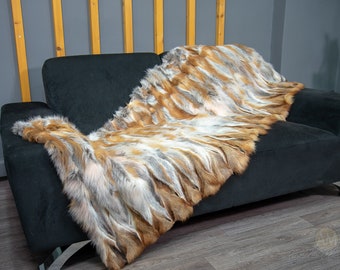 Luxury Real Red Fox Throw, KING Fur Blanket, 24 Whole Fox Skins, Fox ...