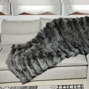 Luxury Real Grey Zeitz Fox Fur Throw Blanket - Etsy