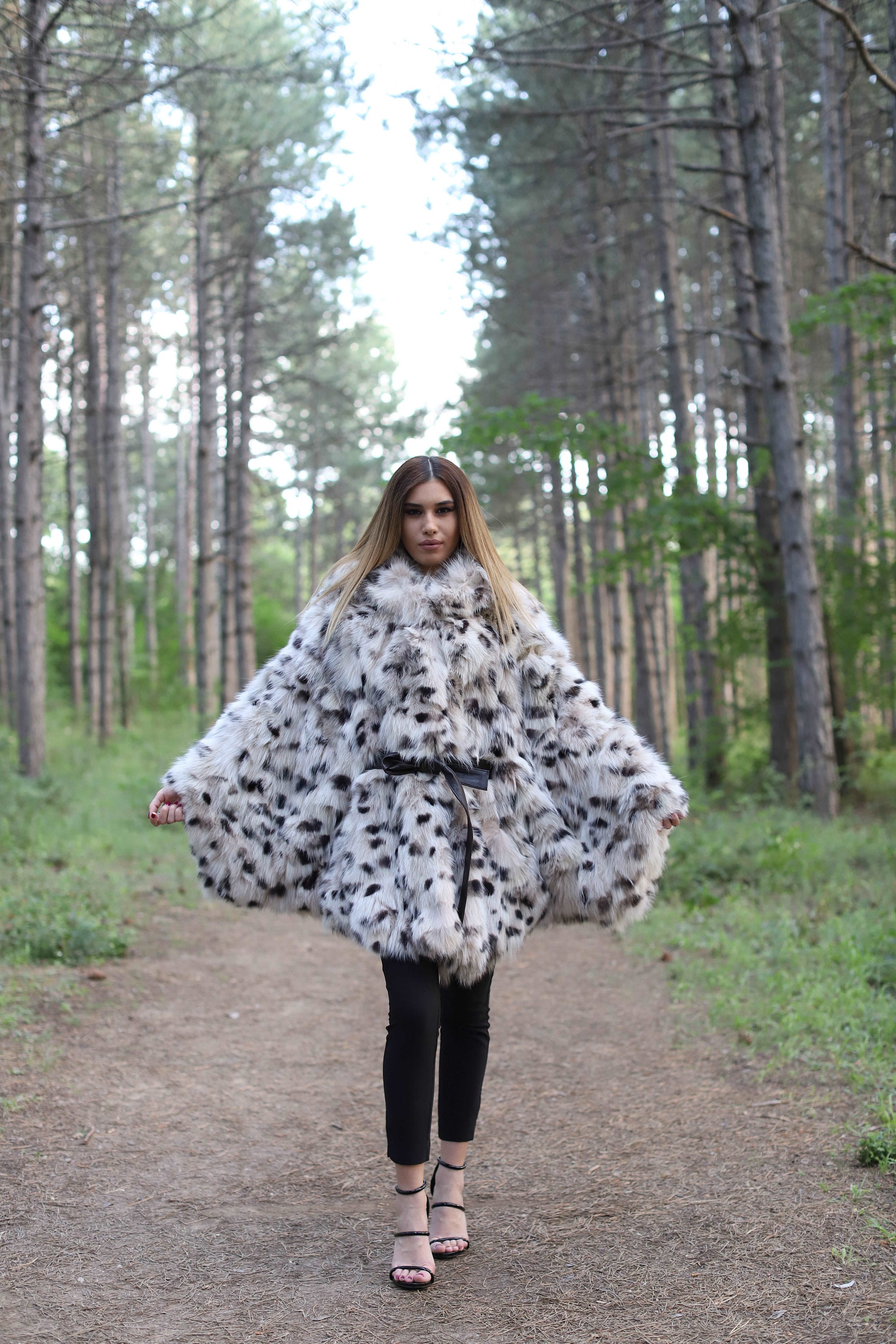 Long Spotted Fox Real Fur Cape - Etsy