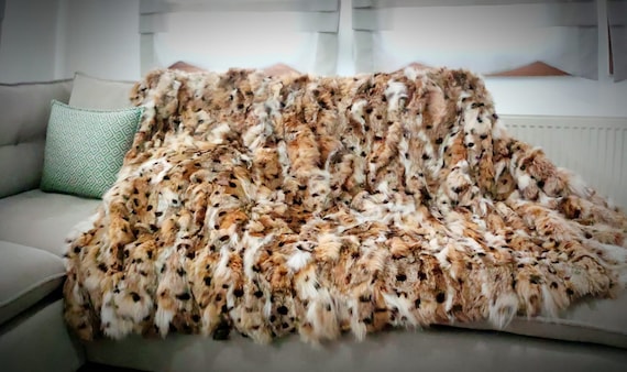 Luxury Real Spotted Fox Fur Throw Blanket | Etsy