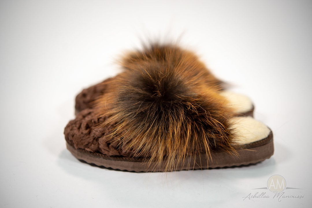 Brownie Real Fur Slippers for Women - Etsy