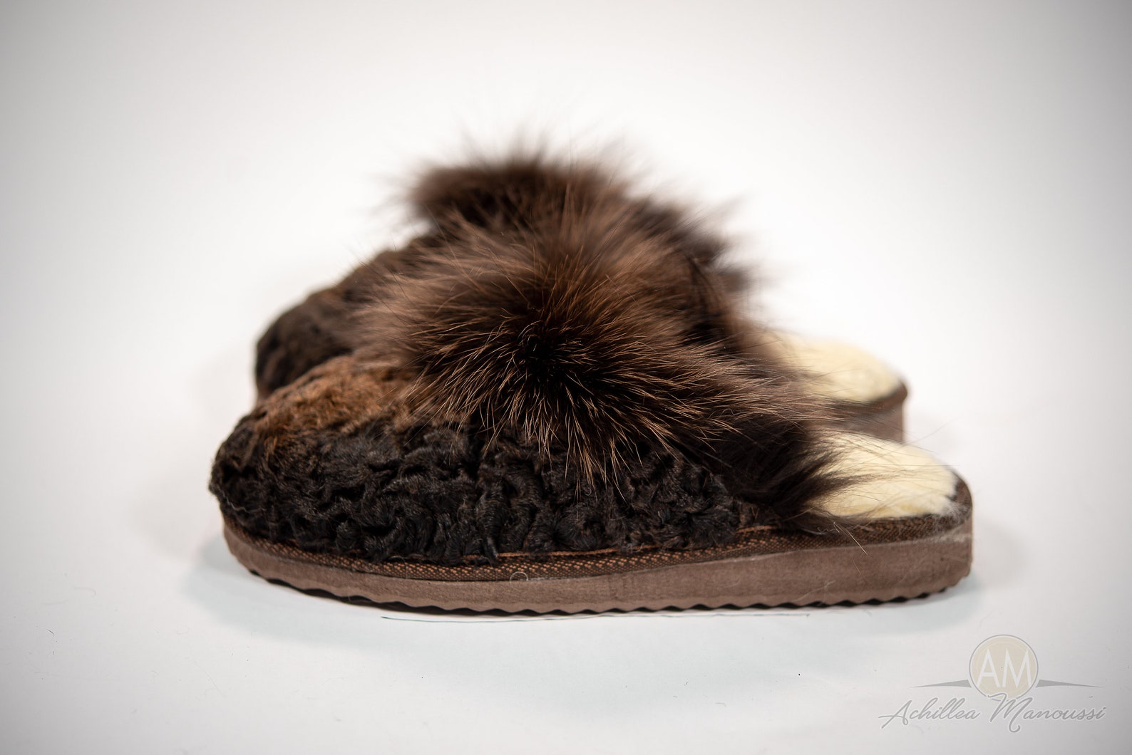 Double Brown Real Fur Slippers for Women - Etsy