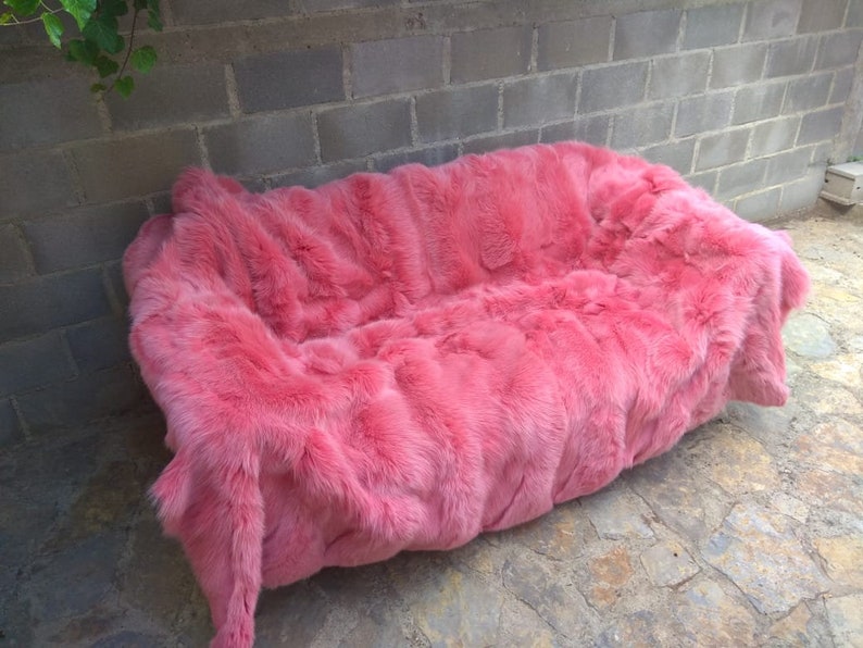 Luxury Real Pink Zeige Fox Fur Throw Blanket - Etsy