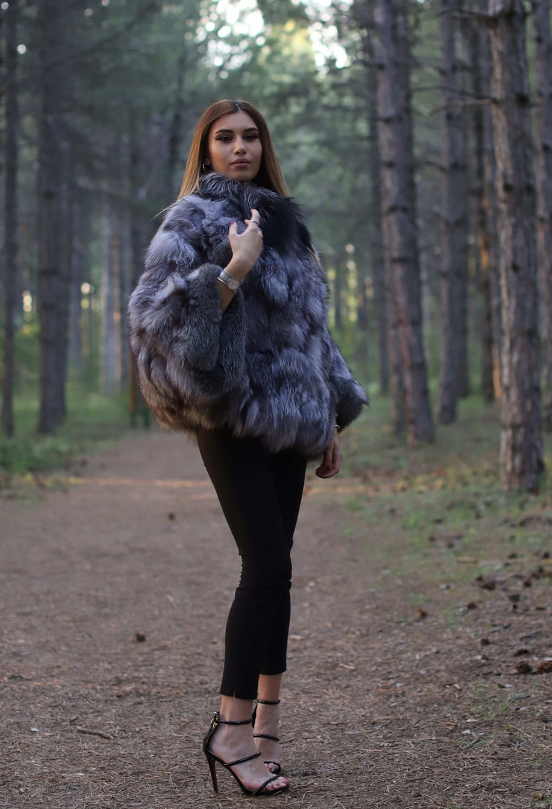 Blue Frost Real Fox Fur Cape - Etsy