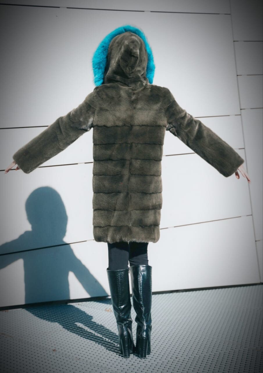 Real Chaki Full Skin Mink Fur Coat With Hood - Etsy