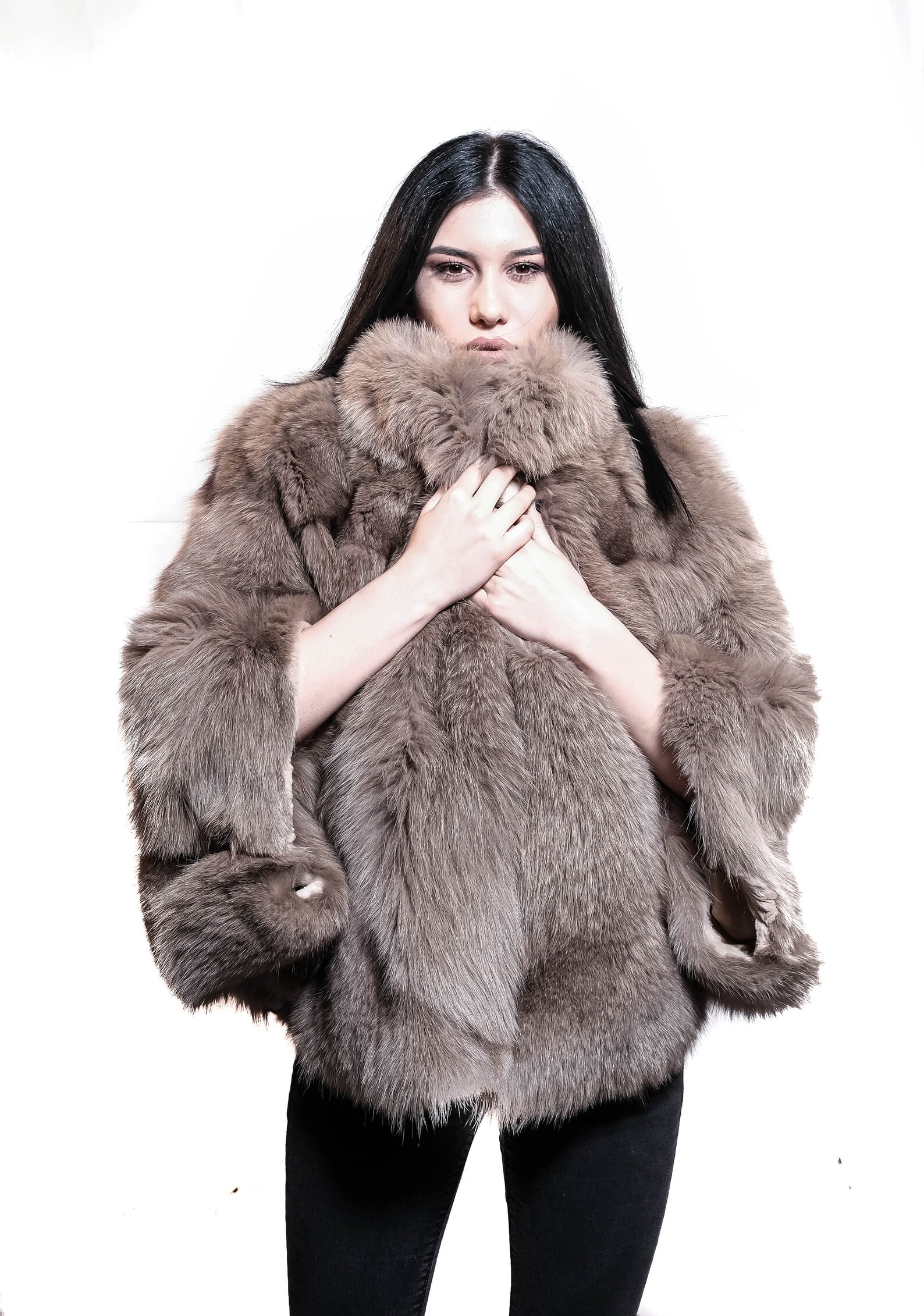 Beige Fox Real Fur Cape - Etsy UK