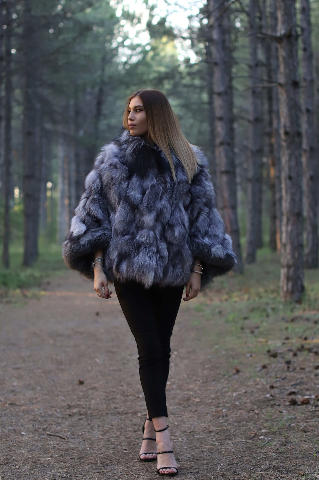 Blue Frost Real Fox Fur Cape - Etsy