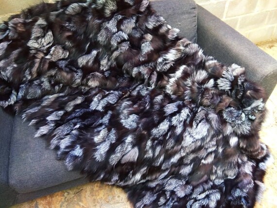 Luxury Real Silver Fox Fur Throw Balnket | Etsy