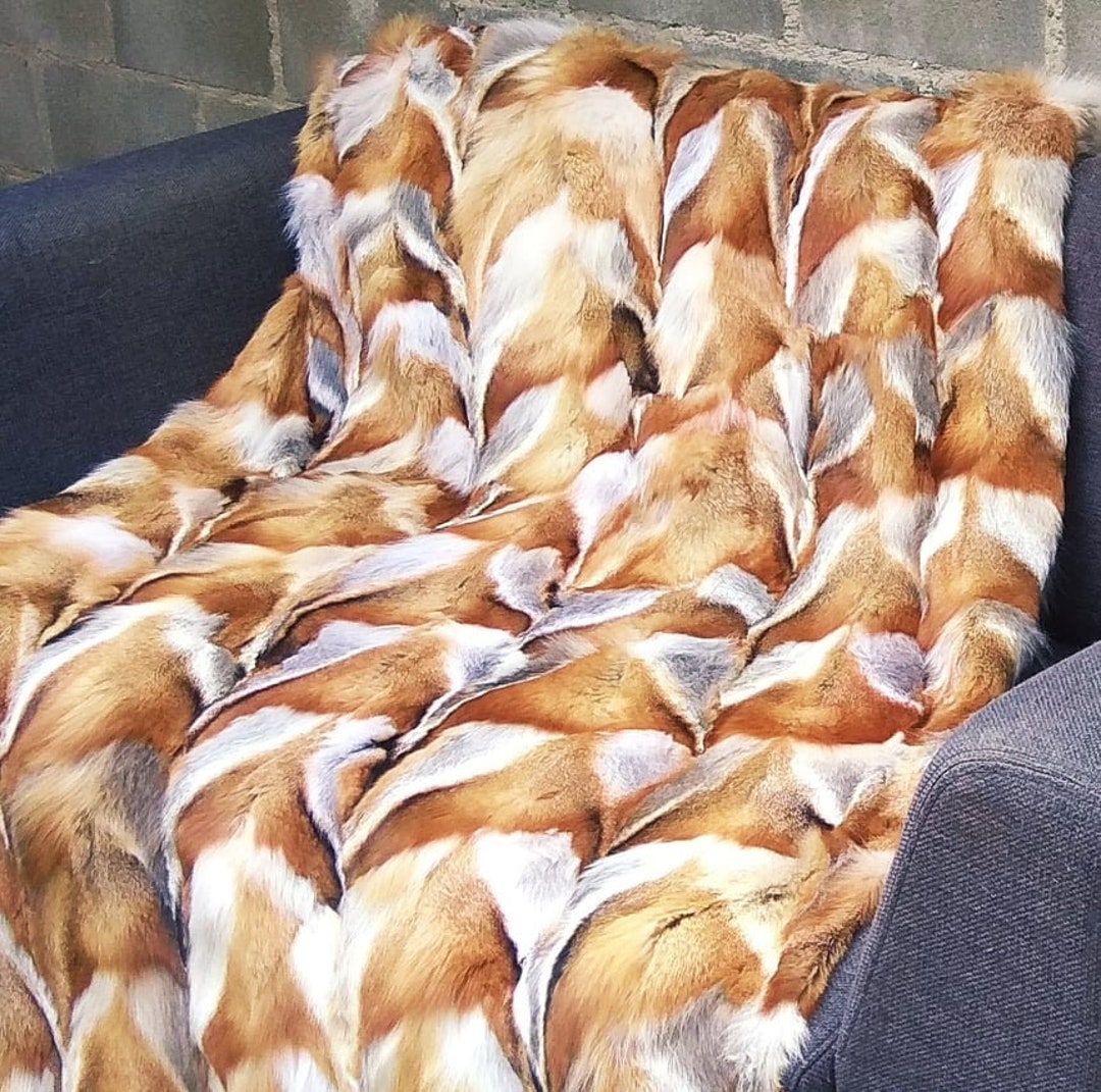 Luxury Real Red Hint Paw Fur Fox Throw Blanket - Etsy