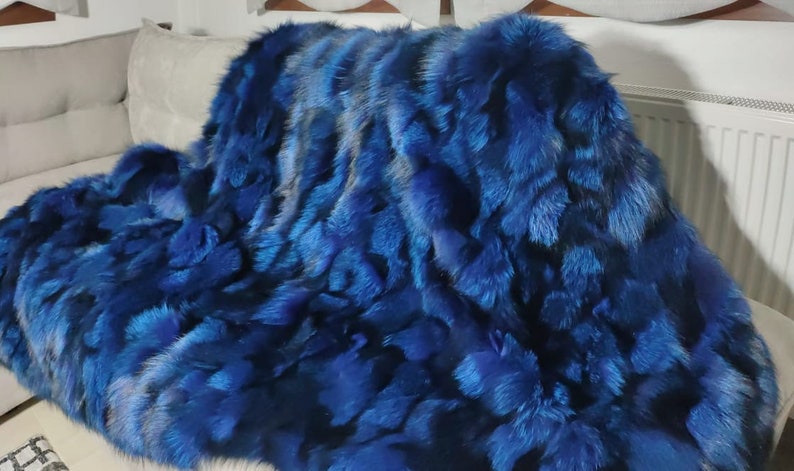 Luxury Real Siver Blue Frost Fox Fur Throw Blanket - Etsy