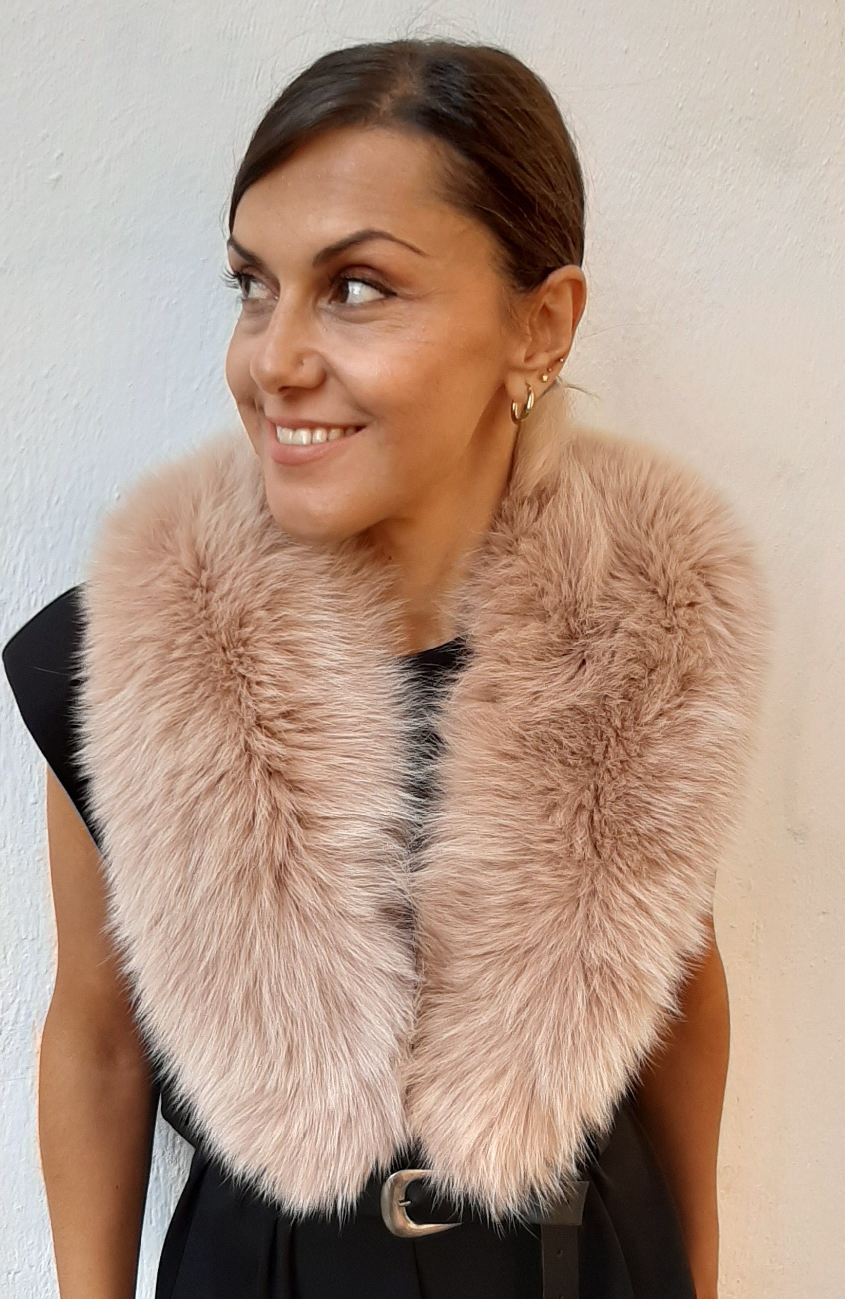 Light Beige Real Fur Fox Collar - Etsy UK