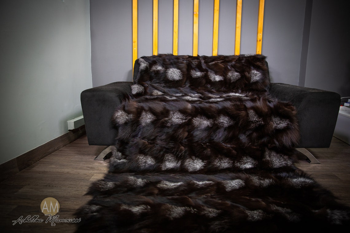 Luxury Real Silver Fox Fur Throw Blanket - Etsy