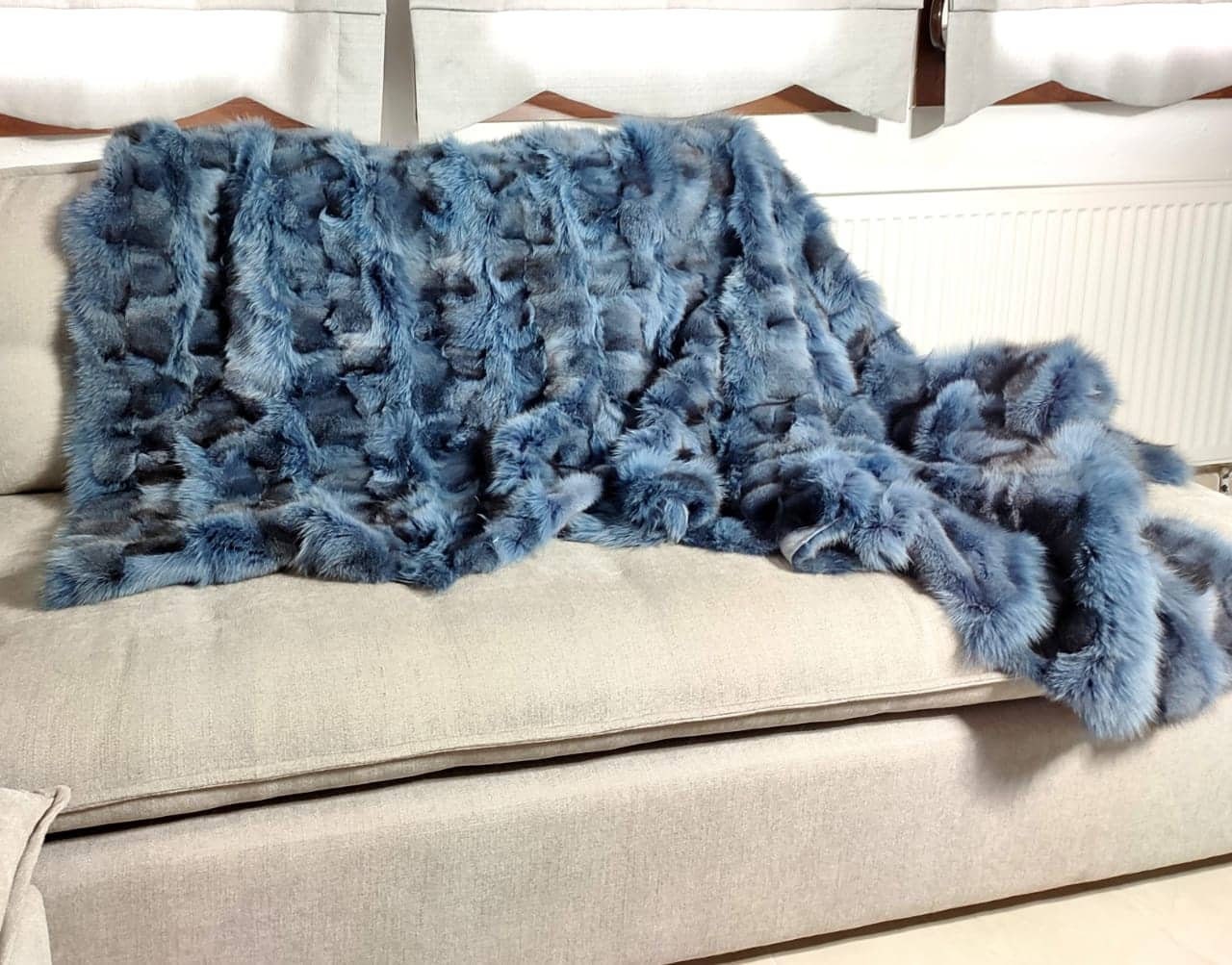 Luxury Real Ocean Blue Fox Fur Throw Blanket - Etsy