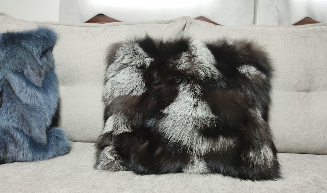 Real Luxury Silver Fox Fur Fox Pillow Case, Cushion Case - Etsy