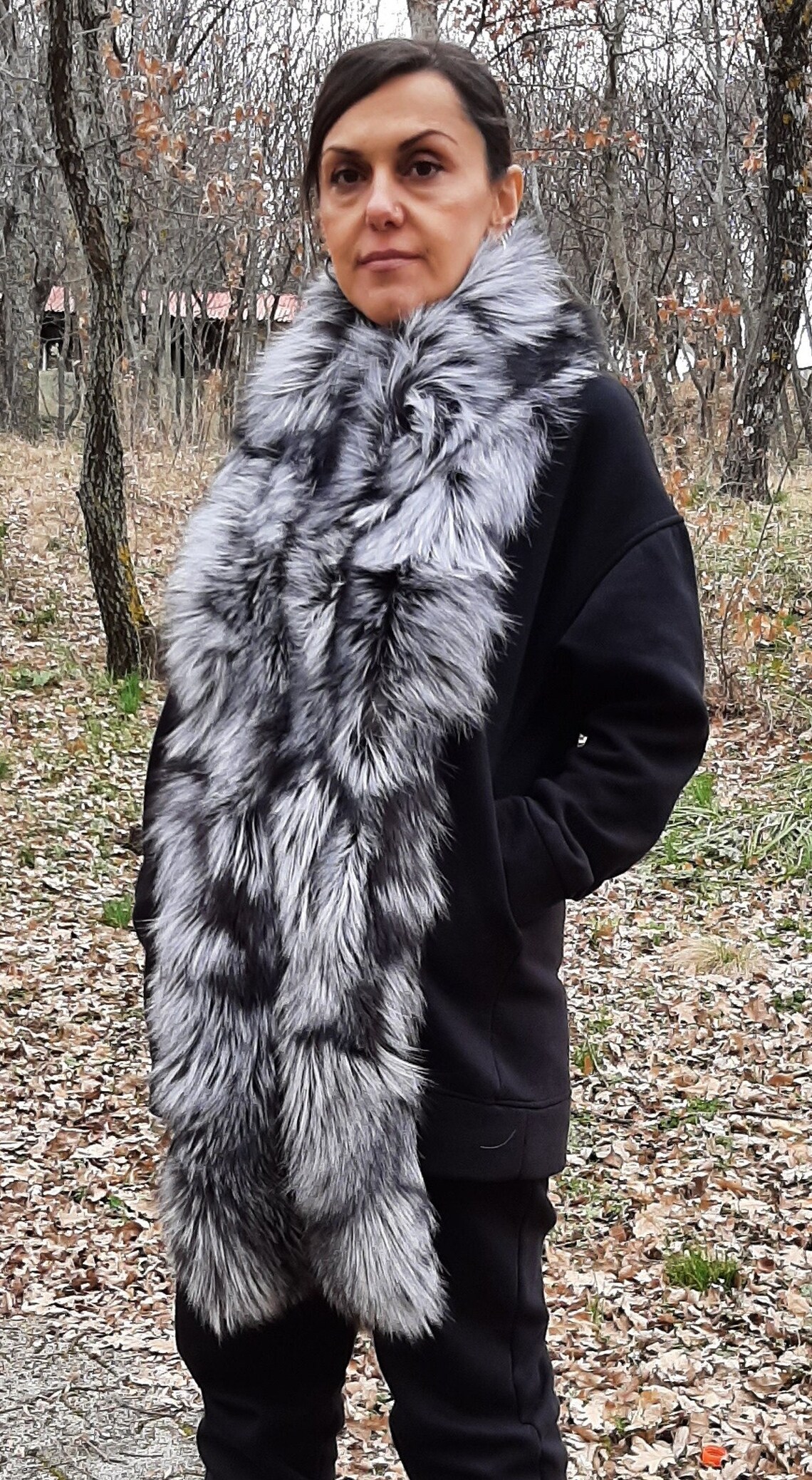 Extra Long Silver Fox Fur Collar | Etsy