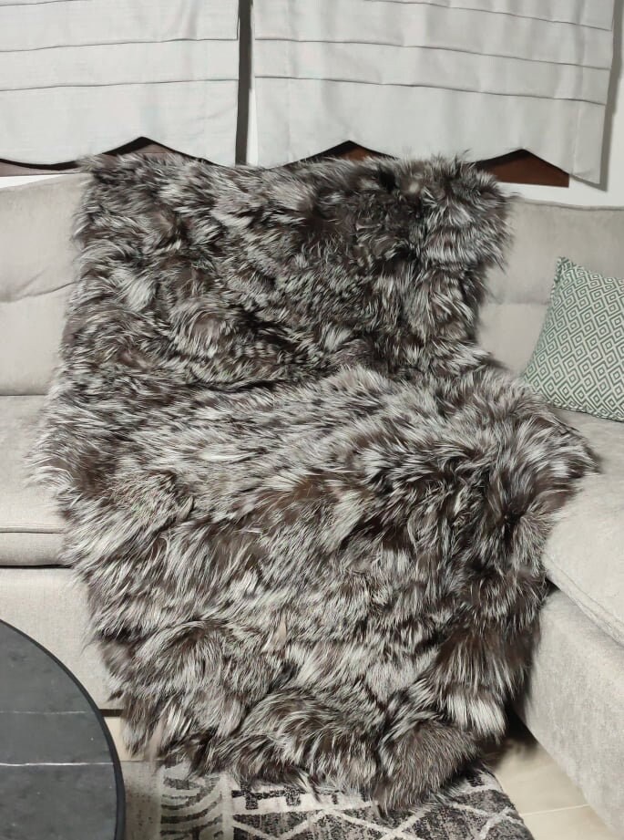 Luxury Real Silver Fox Fur Full Skin With Leather Pcs Included | Etsy