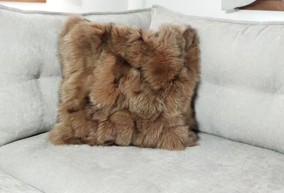 Real Luxury Brown Fur Fox Pillow Case, Cushion Case - Etsy