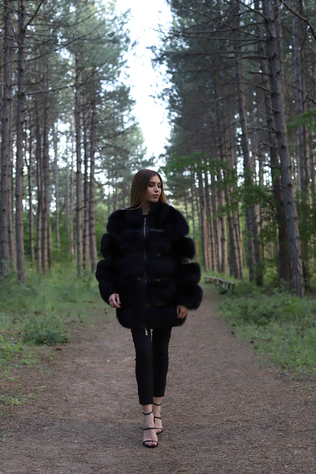 Real Black Fox Horizontal Fur Coat - Etsy