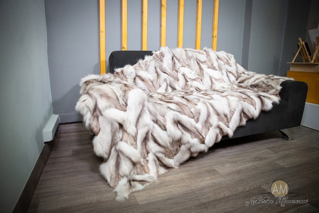 Luxury Real Blue Fox Fur Throw Blanket - Etsy