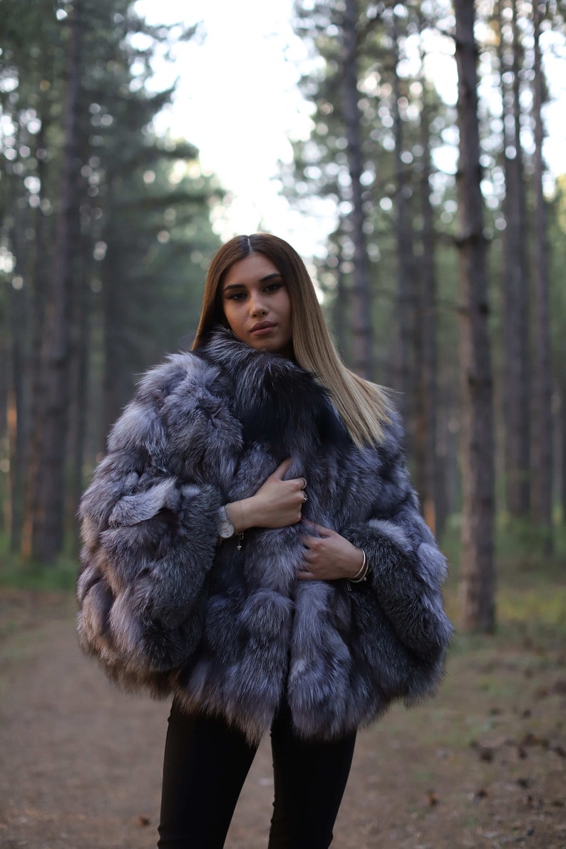 Blue Frost Real Fox Fur Cape - Etsy