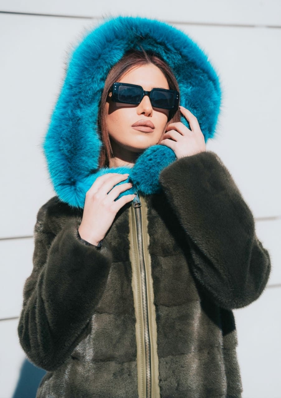 Real Chaki Full Skin Mink Fur Coat With Hood - Etsy