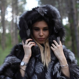 Long Silver Fox Real Fur Cape - Etsy