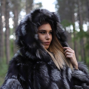 Long Silver Fox Real Fur Cape - Etsy