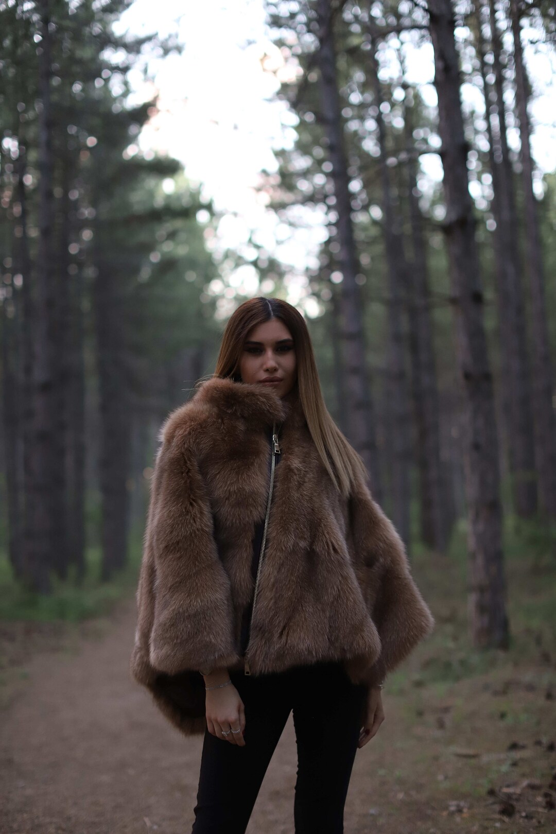 Cappucino Real Fur Fox Cape With Zipper - Etsy