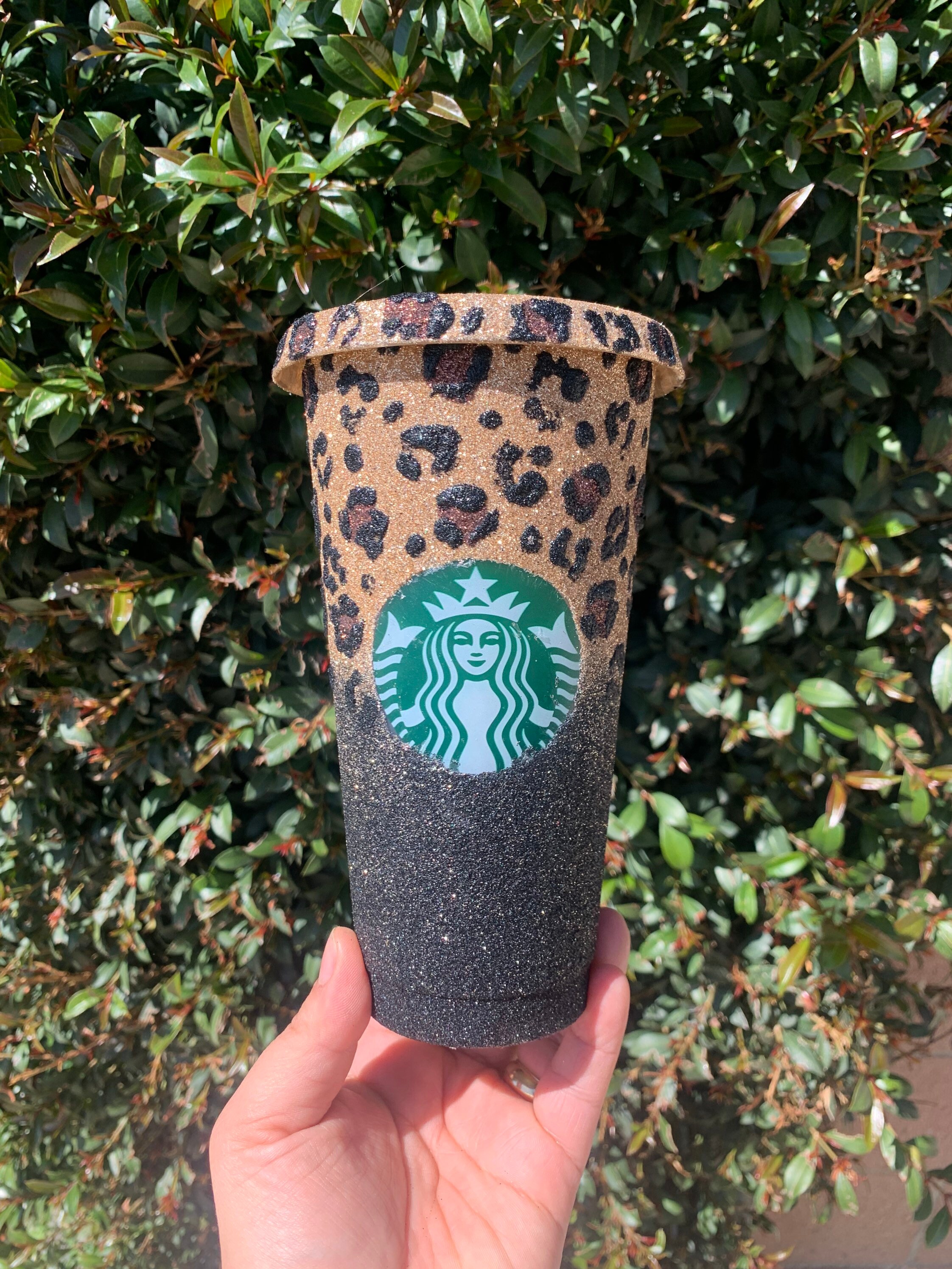 Leopard glittered Starbucks cup Leopard Starbucks tumbler | Etsy