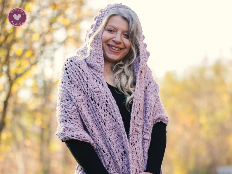 Diamond Ivy Hooded Pocket Shawl Crochet Pattern Wrap With - Etsy