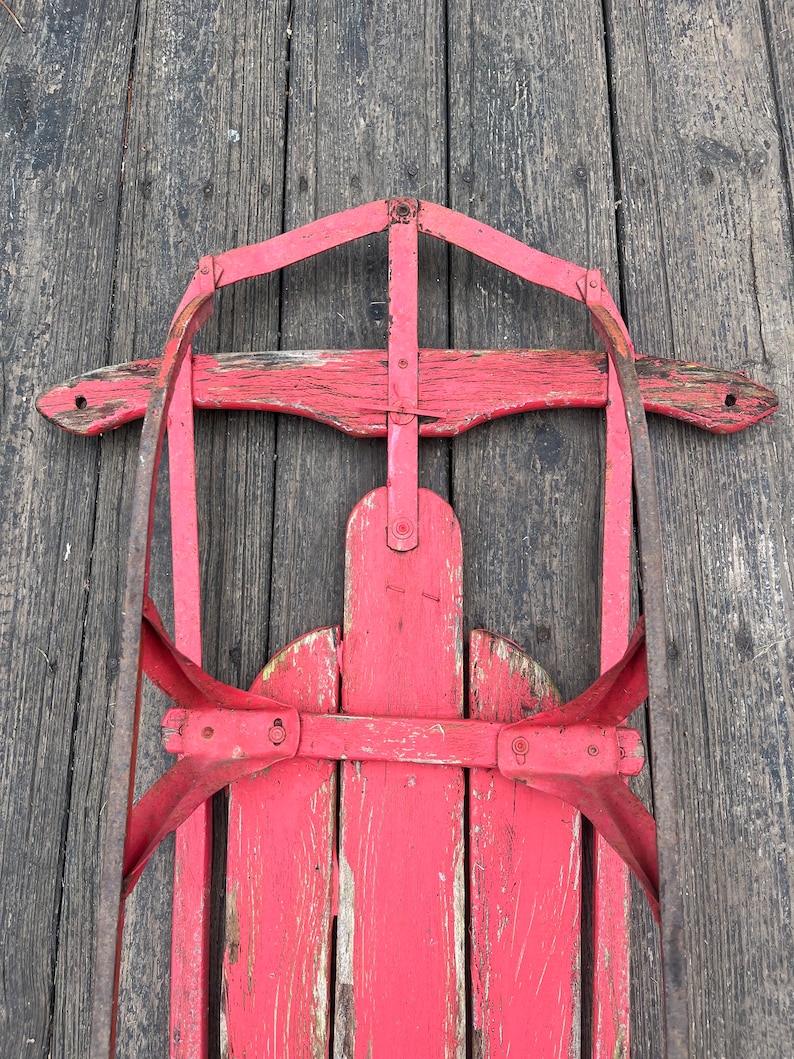 Vintage Wooden Snow Sled - Etsy