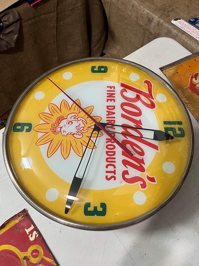 Vintage 1950’s Borden’s Fine Dairy Products Elsie the Cow Pam Clock - Etsy