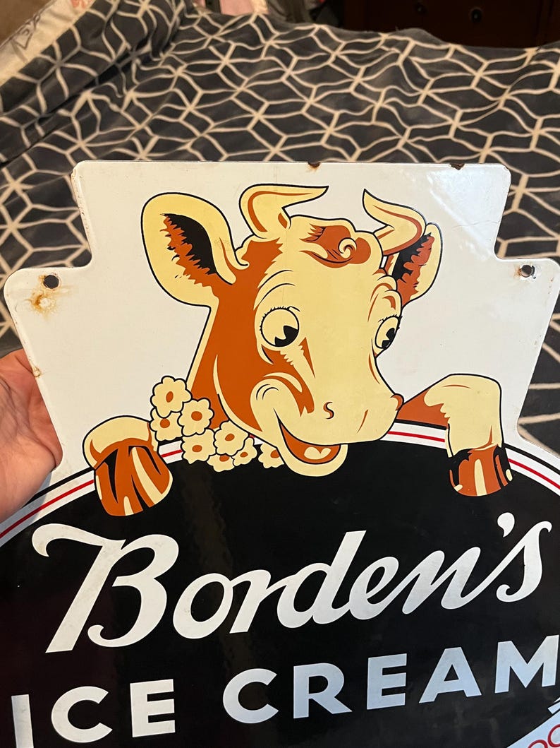 Vintage Borden’s Ice Cream Sign - Etsy