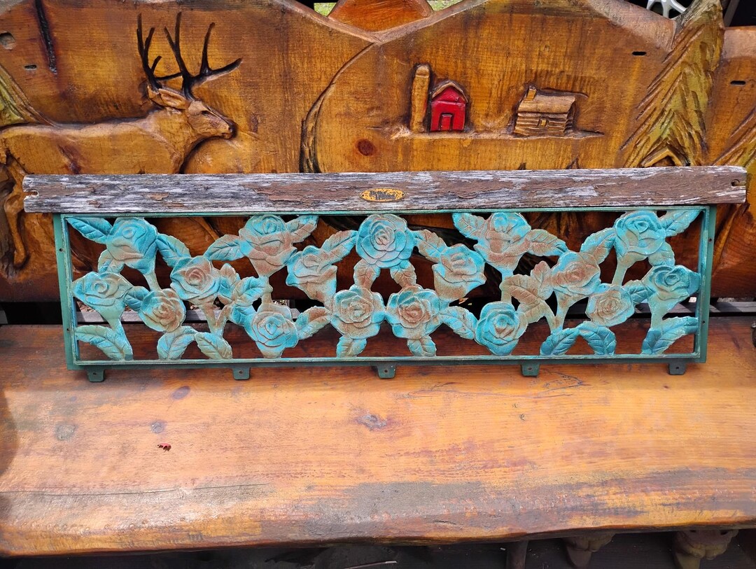 Vintage Rose Cast Iron Bench Back - Etsy