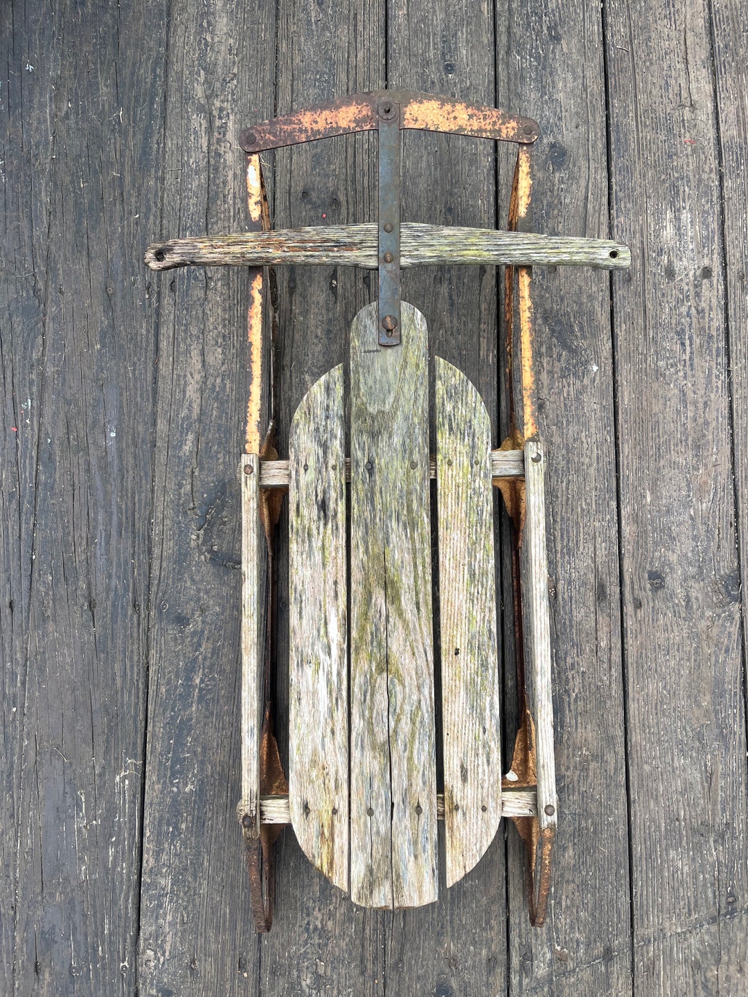 Vintage Wooden Snow Sled - Etsy