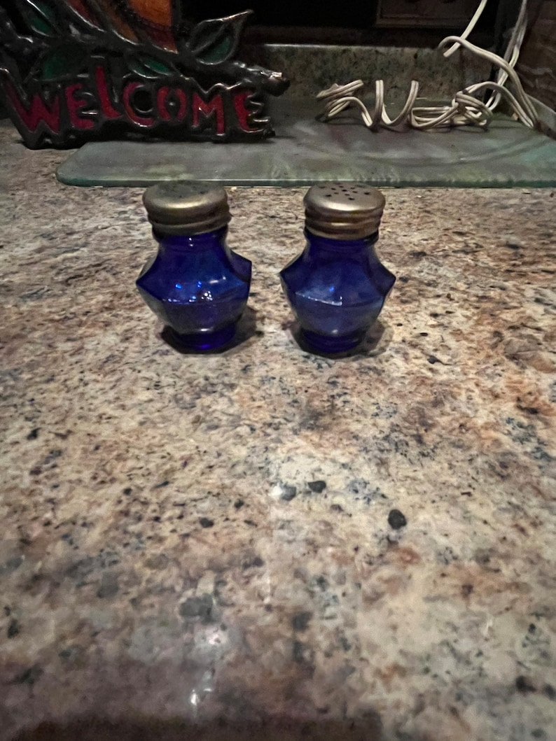 Vintage Cobalt Blue Salt and Pepper Shakers - Etsy