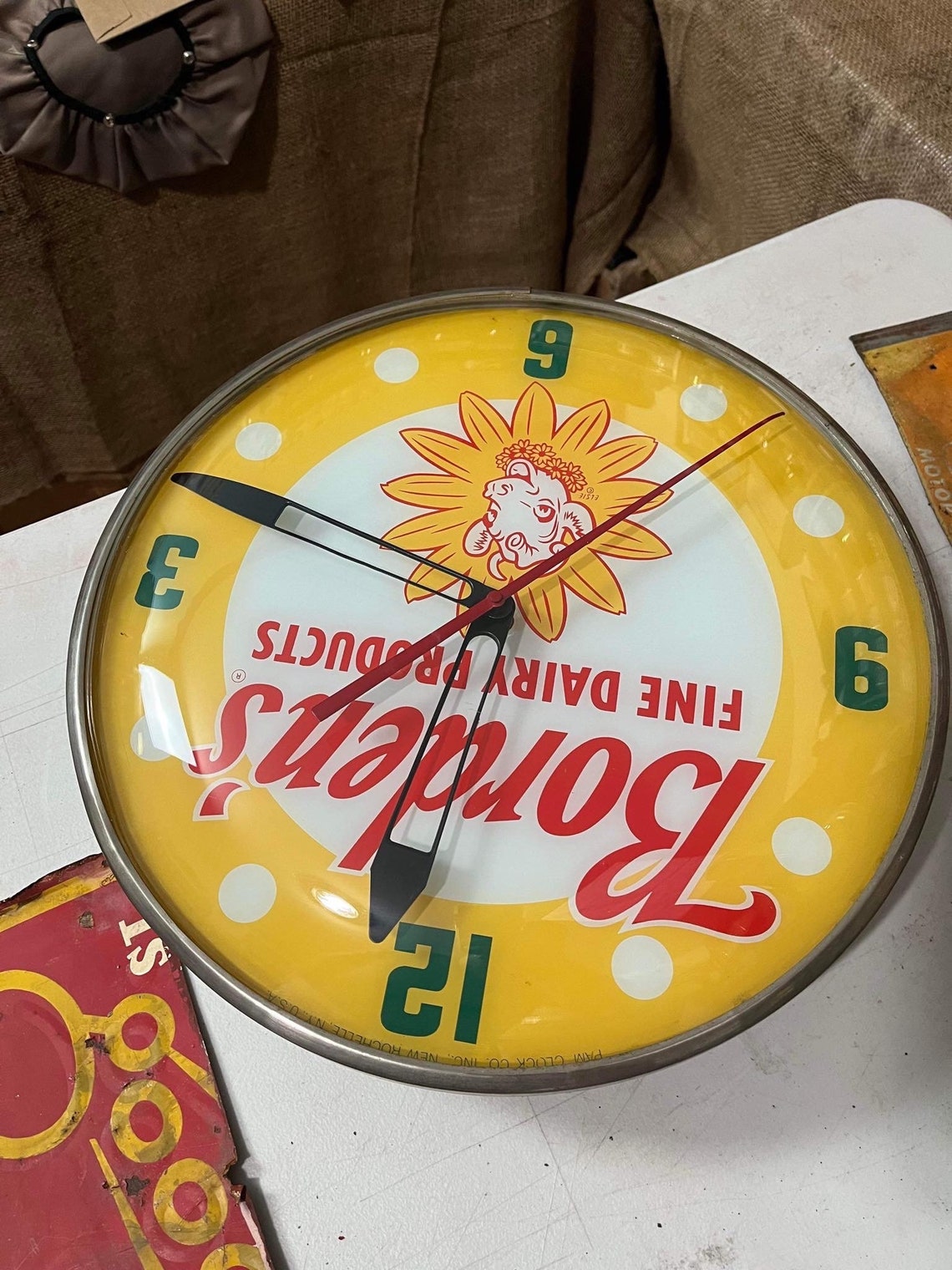 Vintage 1950’s Borden’s Fine Dairy Products Elsie the Cow Pam Clock - Etsy
