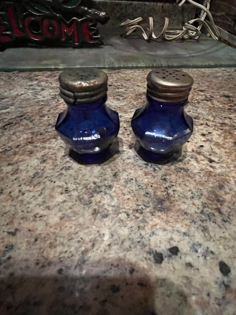 Vintage Cobalt Blue Salt and Pepper Shakers - Etsy