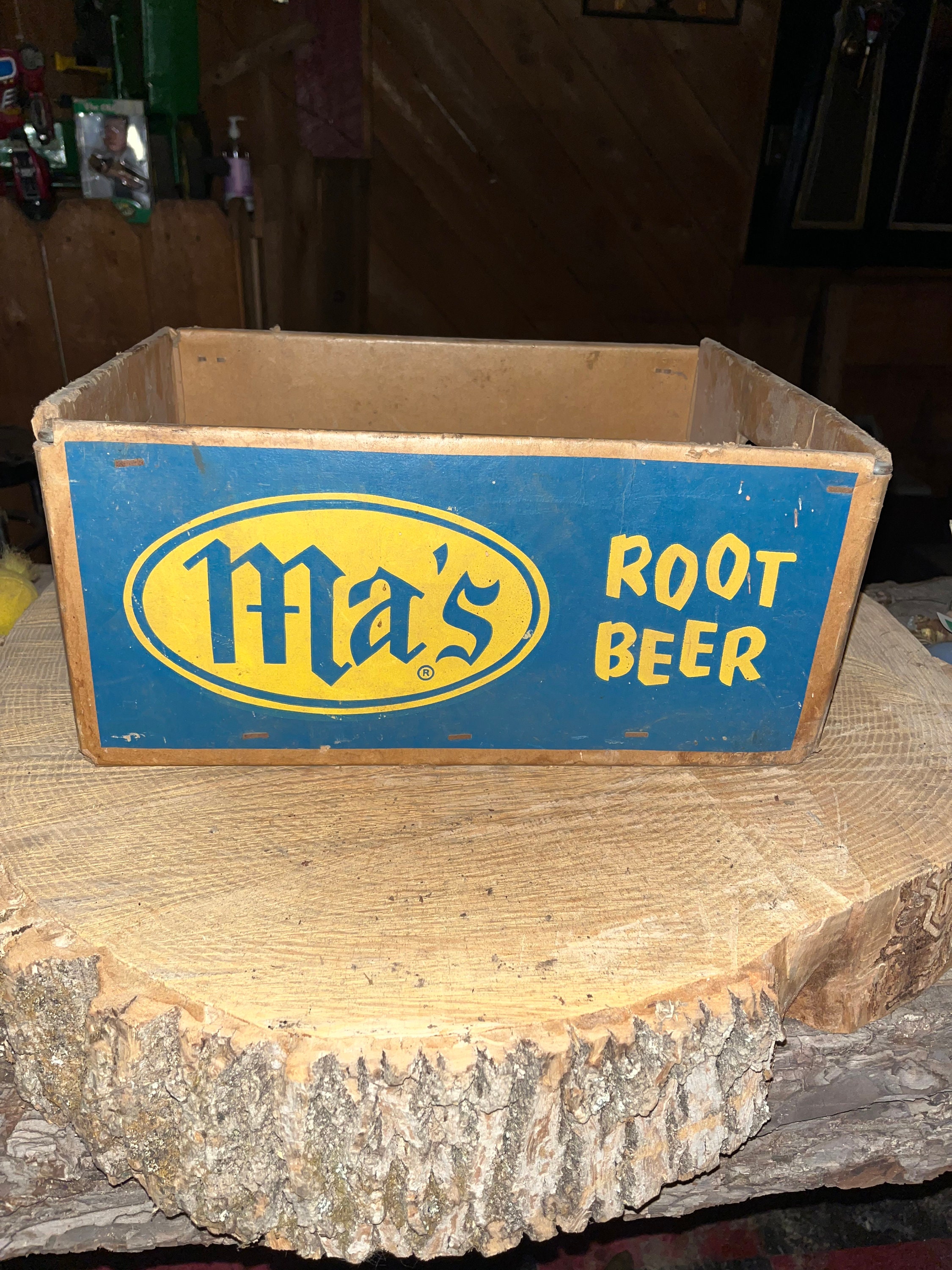 Vintage Ma’s Root Beer Cardboard Crate - Etsy
