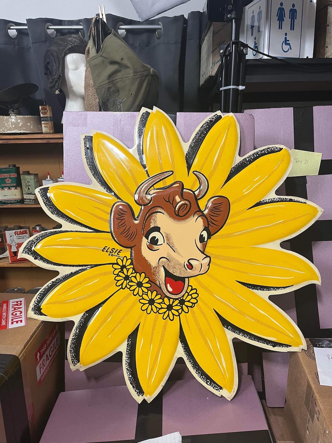 Vintage 1950s Rare Bordens Elsie the Cow Daisy Embossed Sign - Etsy