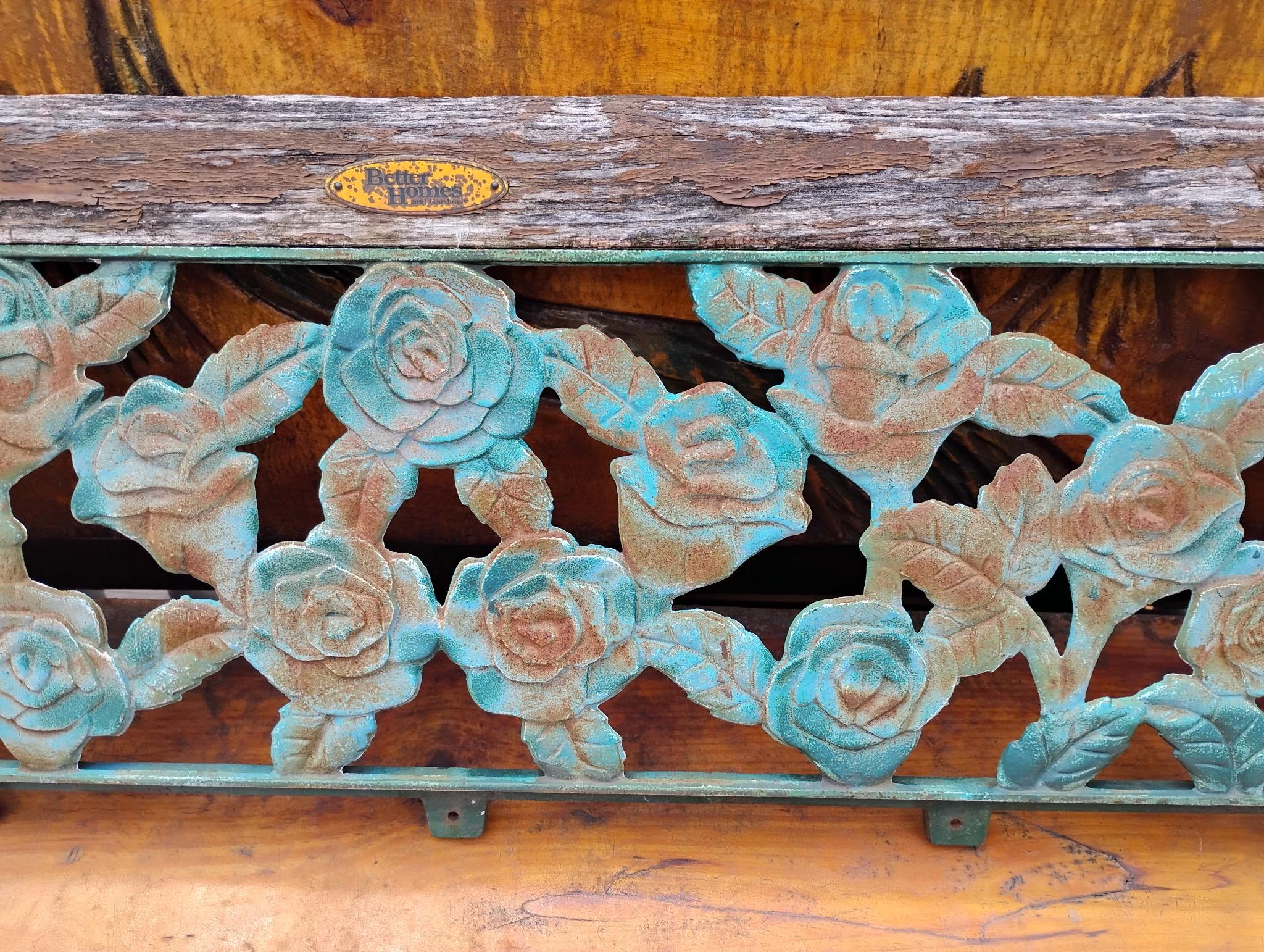 Vintage Rose Cast Iron Bench Back - Etsy