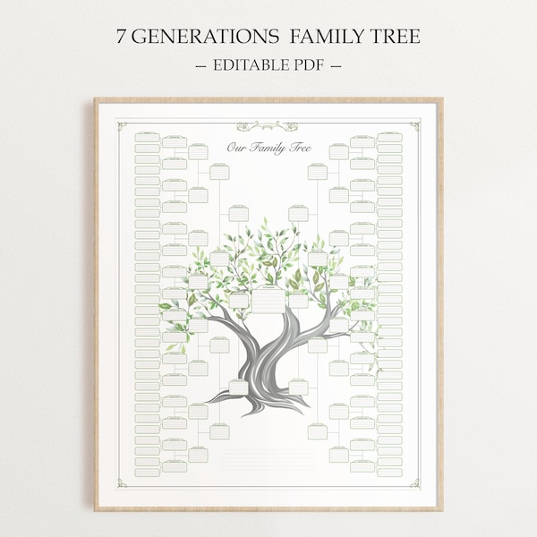 Editable 7 Generation Family Tree Template - Etsy